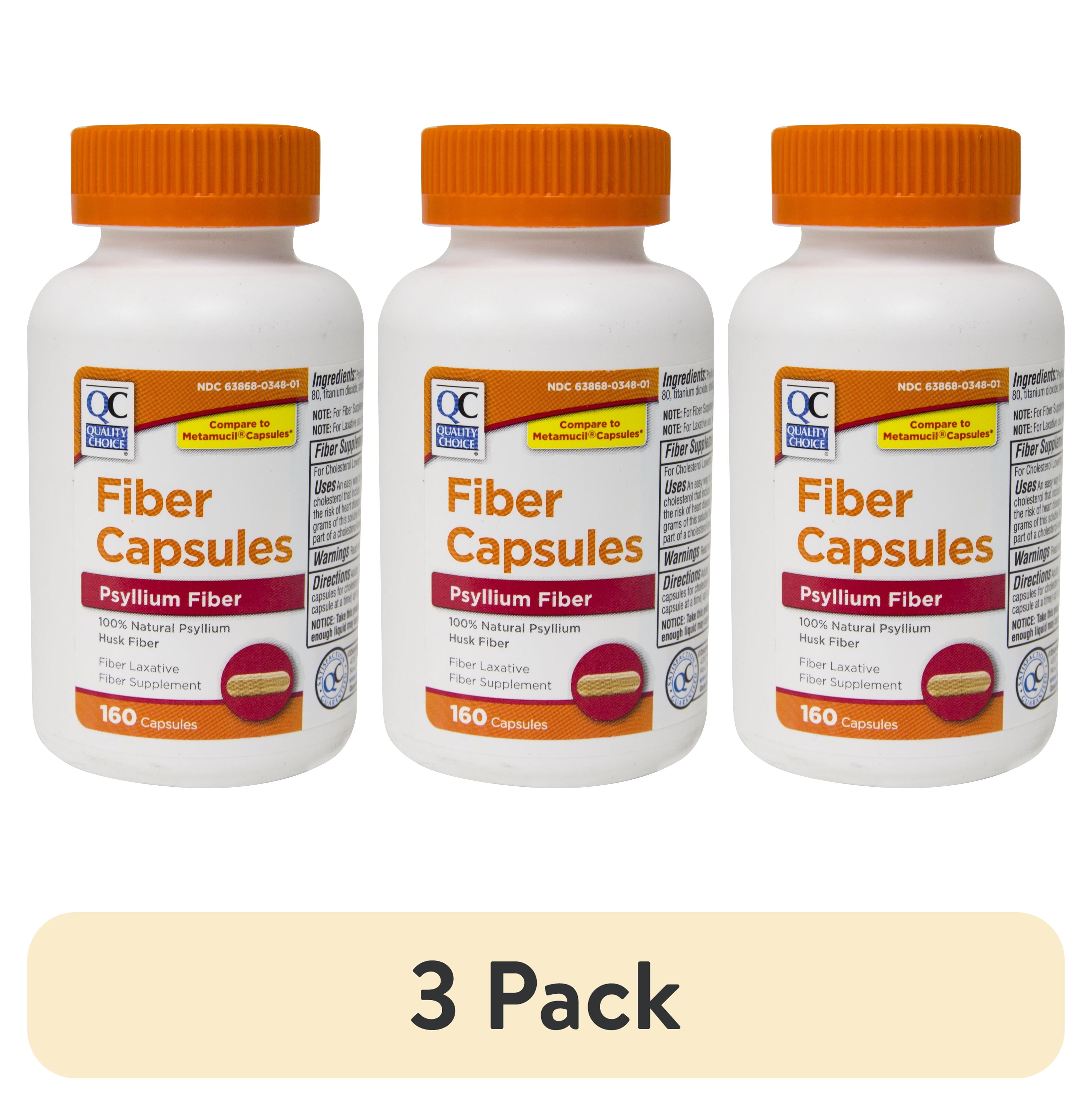 (3 pack) Quality Choice Fiber Capsules 100% Natural Psyllium Husk 160 ...