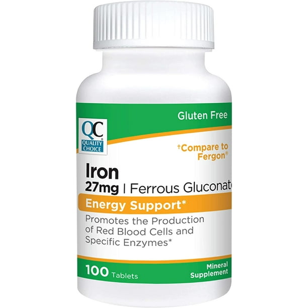 Quality Choice High Potency Iron 27 Mg Ferrous Gluconate Tablets Iron