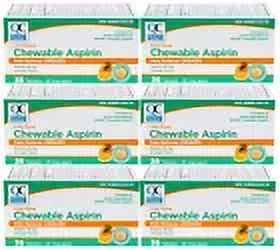 Quality Choice Low Dose Chewable Aspirin 36 Orange Flavored Tablets, 6 ...