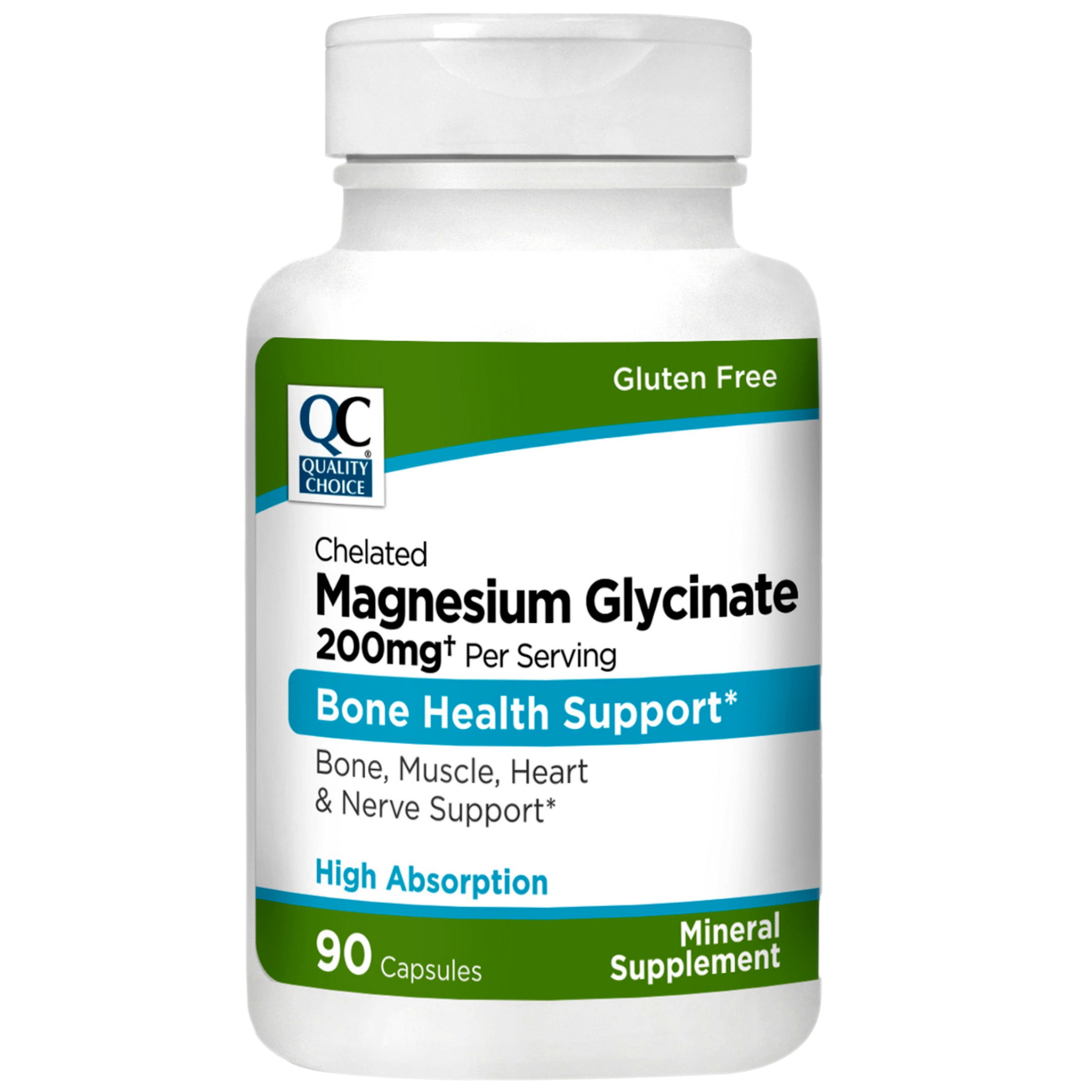 Quality Choice Magnesium Glycinate 200 mg - Bone, Muscle, Heart & Nerve ...
