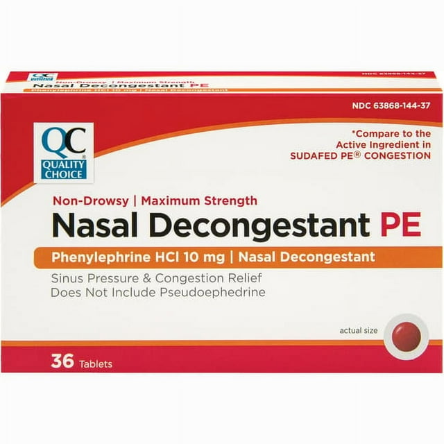 Quality Choice Maximum Strength Nasal Decongestant Pe 10 mg 36 Tabs ...