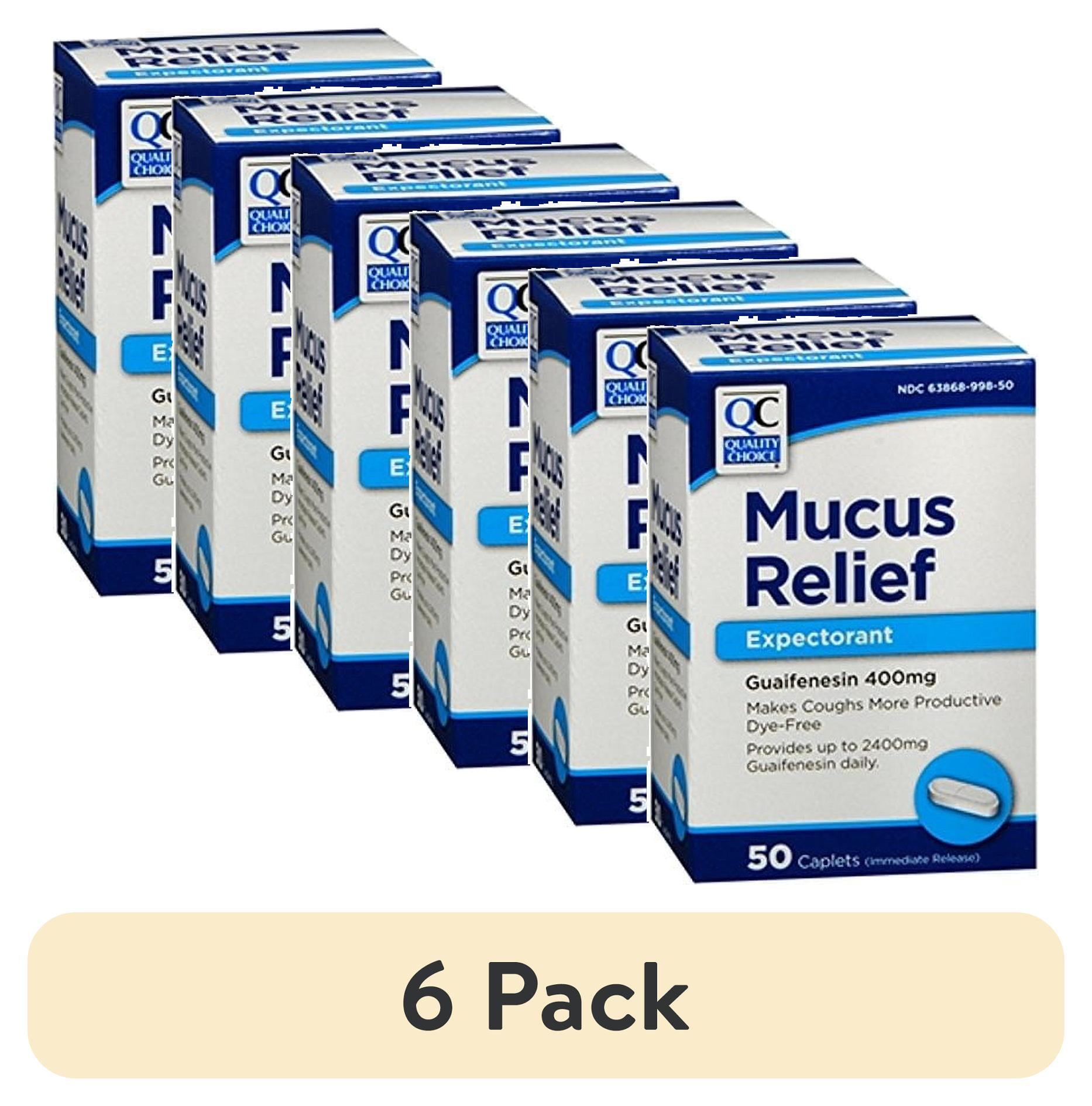 (6 pack) Quality Choice Mucus Relief Expectorant Guaifenesin 400mg 50 ...