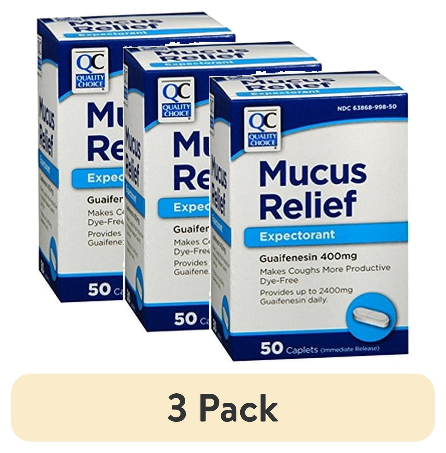 (3 pack) Quality Choice Mucus Relief Expectorant Guaifenesin 400mg 50 ...