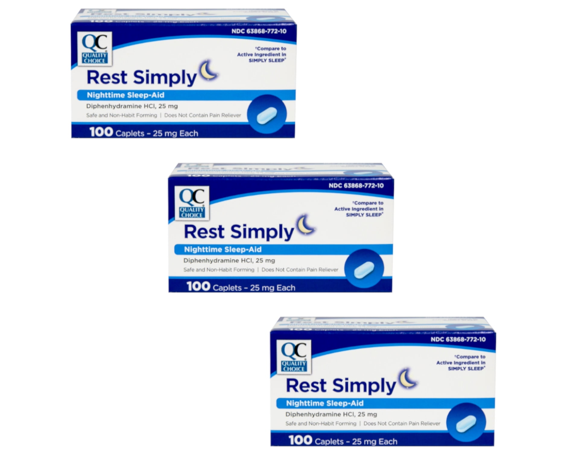 Quality Choice Rest Simply Nighttime Sleep Aid Caplets 100 ct - Pack of ...
