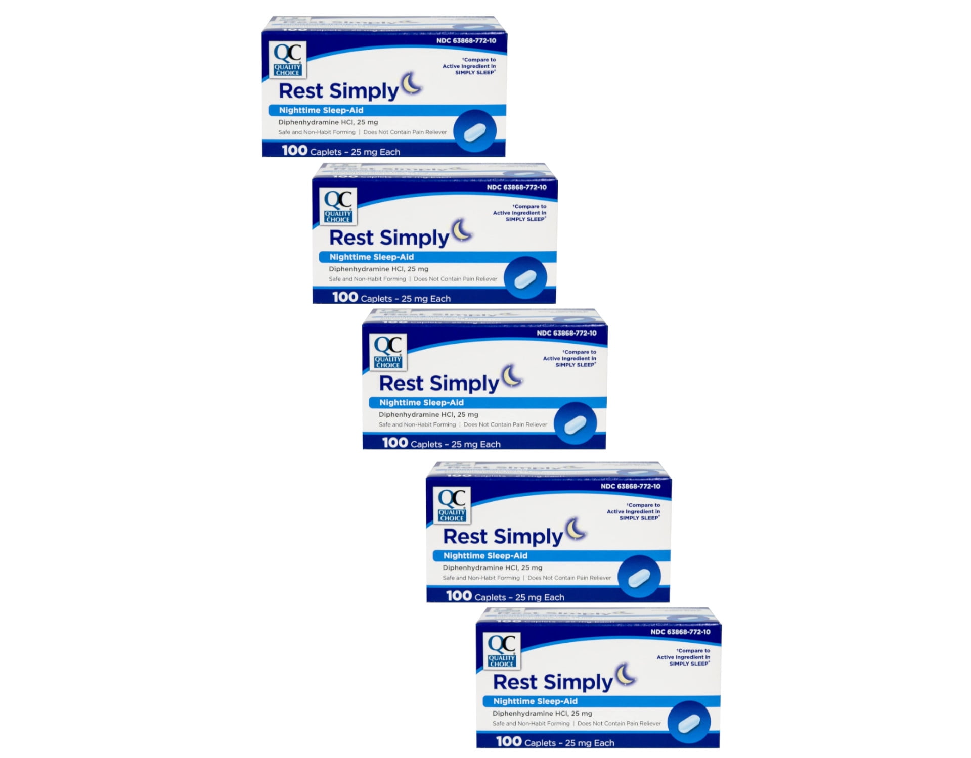 Quality Choice Rest Simply Nighttime Sleep Aid Caplets 100 ct - Pack of ...