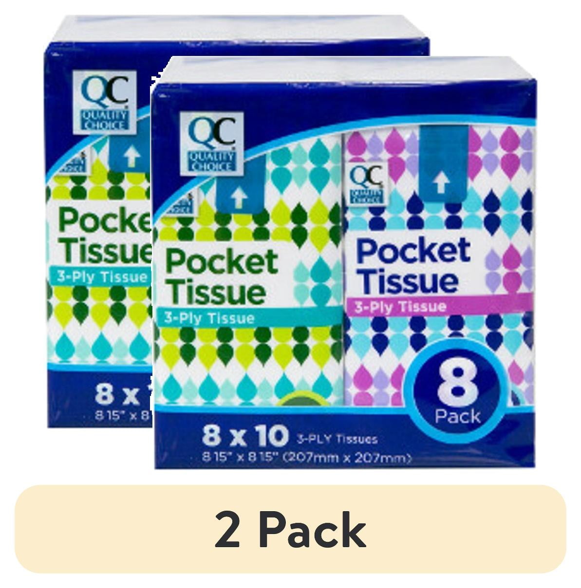 (2 pack) Quality Choice Tissue Pocket Packs 3-Ply White 8 Packets Each ...