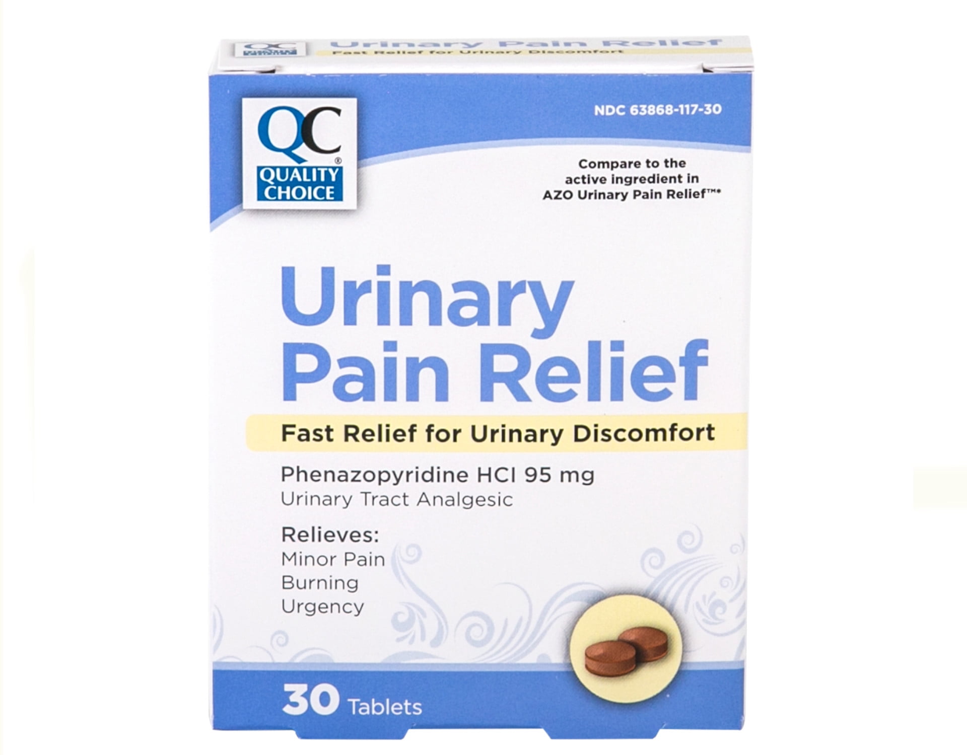 Quality Choice Urinary Pain Relief Tablets 30 Count for Burning Urgency ...