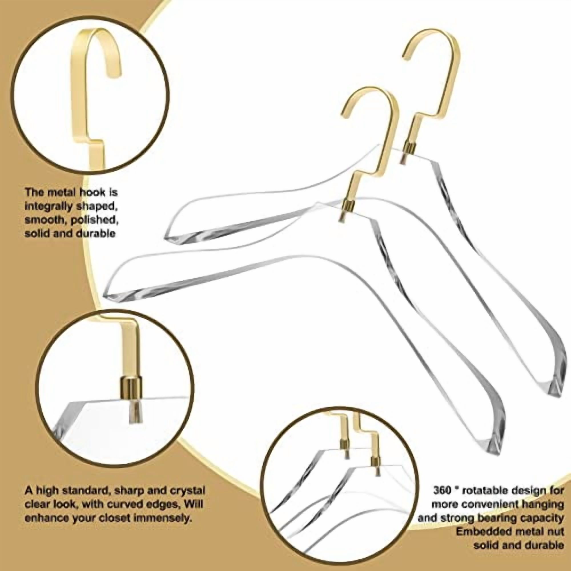 Quality Clear Lucite Acrylic Heavy Duty Coat Suit Hangers – 20 Pack ...