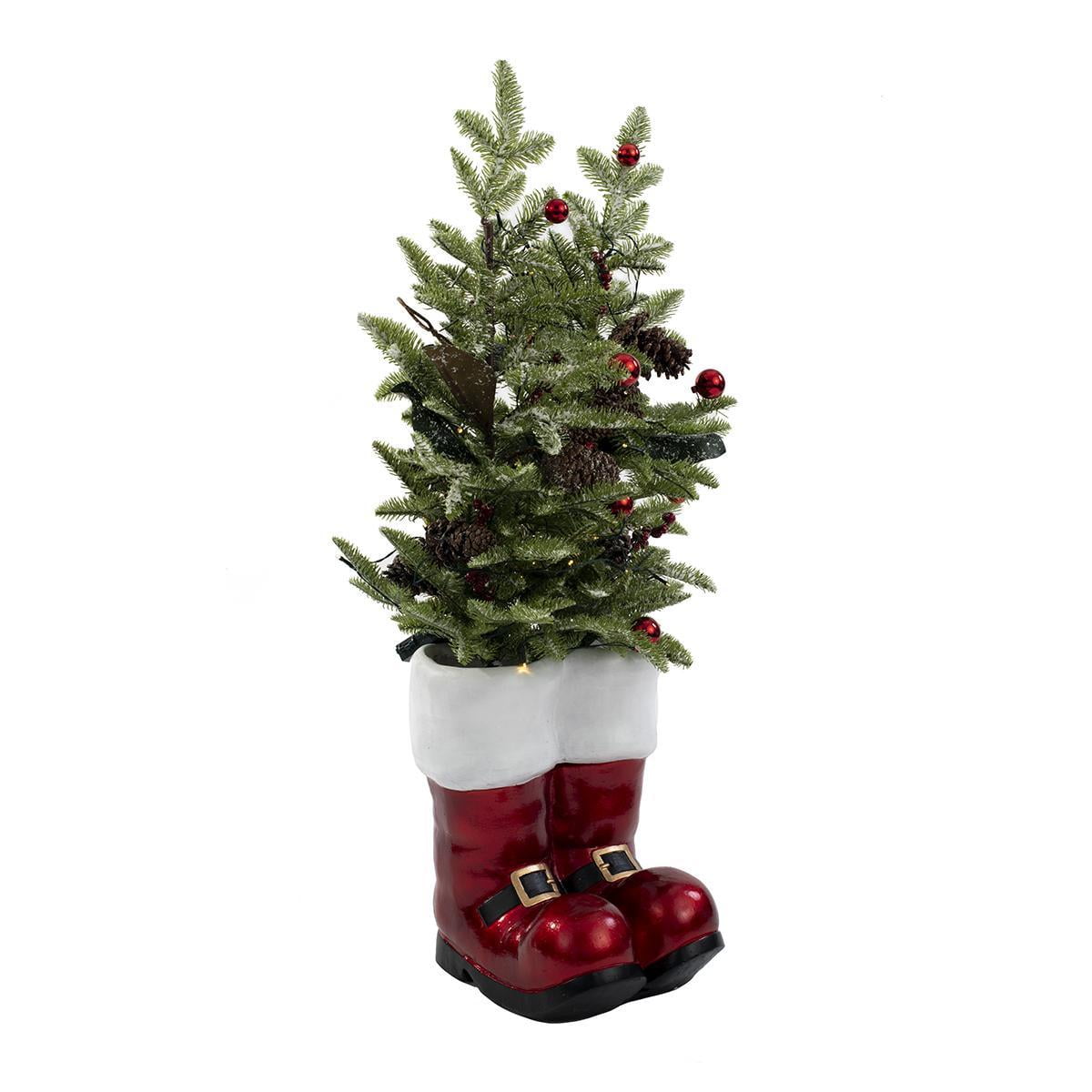 Quality Craft Santa Boots with Trees Decoration, Red - Walmart.com