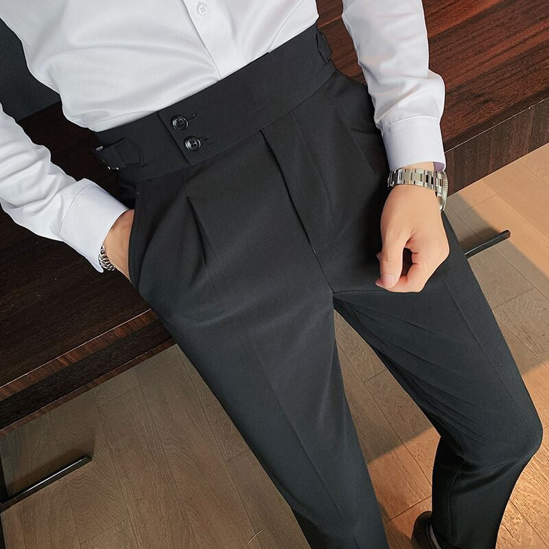 Quality Elegant Slim Dress Pants Naples Suit Pants High Waisted Italian ...