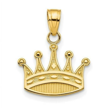 10k Yellow Gold Crown Charm Necklace Pendant Fine Jewelry For Women ...