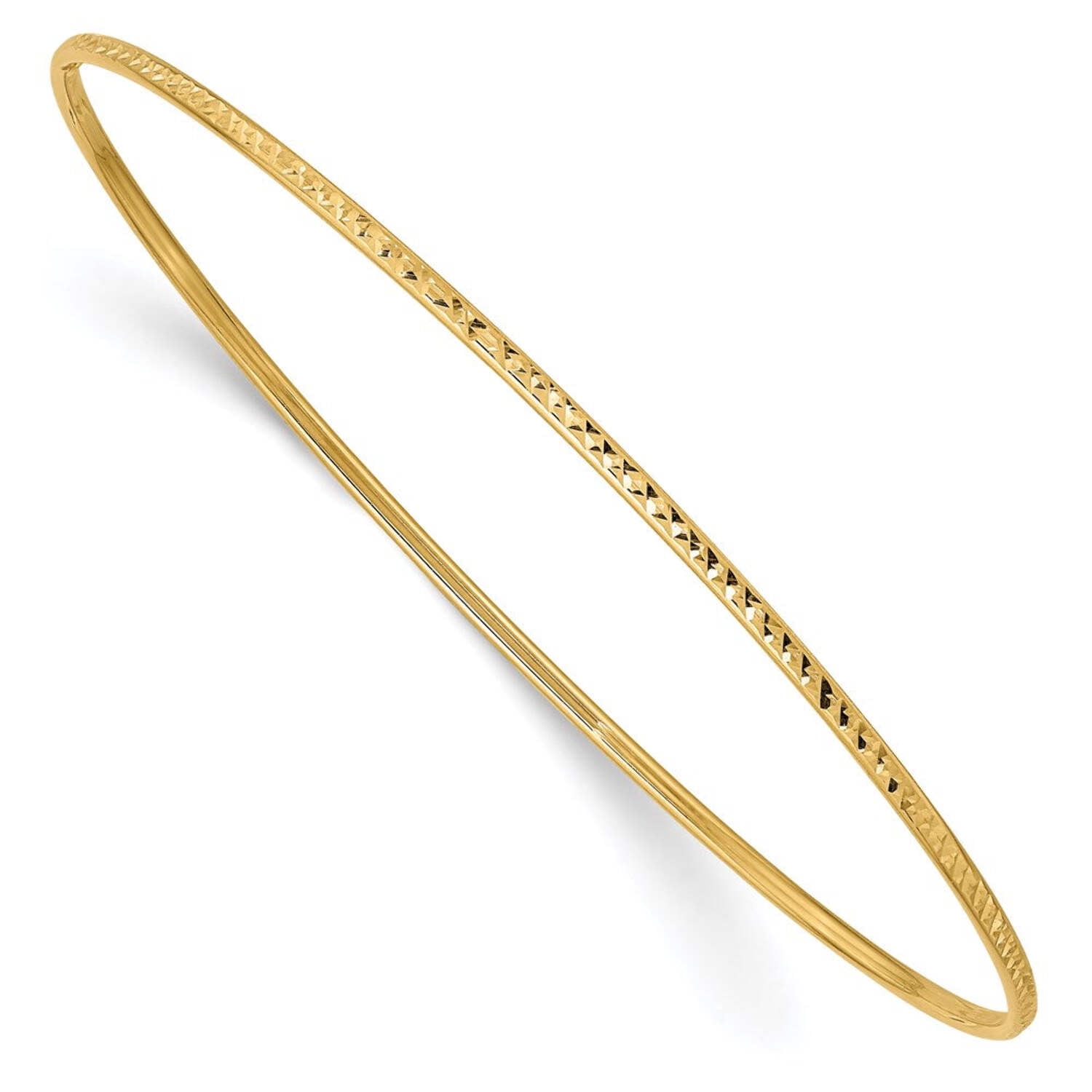 Quality Gold 14K Yellow Gold Diamond Cut Slip-On 1.5 mm Bangle Bracelet ...