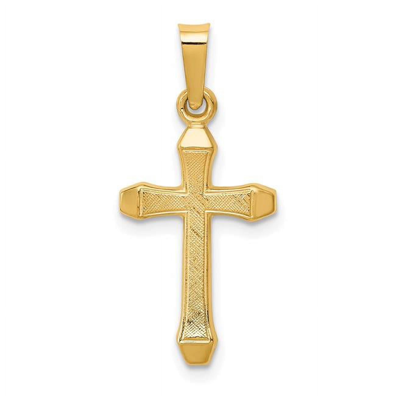 Quality Gold XR1421 14K Yellow Gold Textured & Polished Latin Cross ...