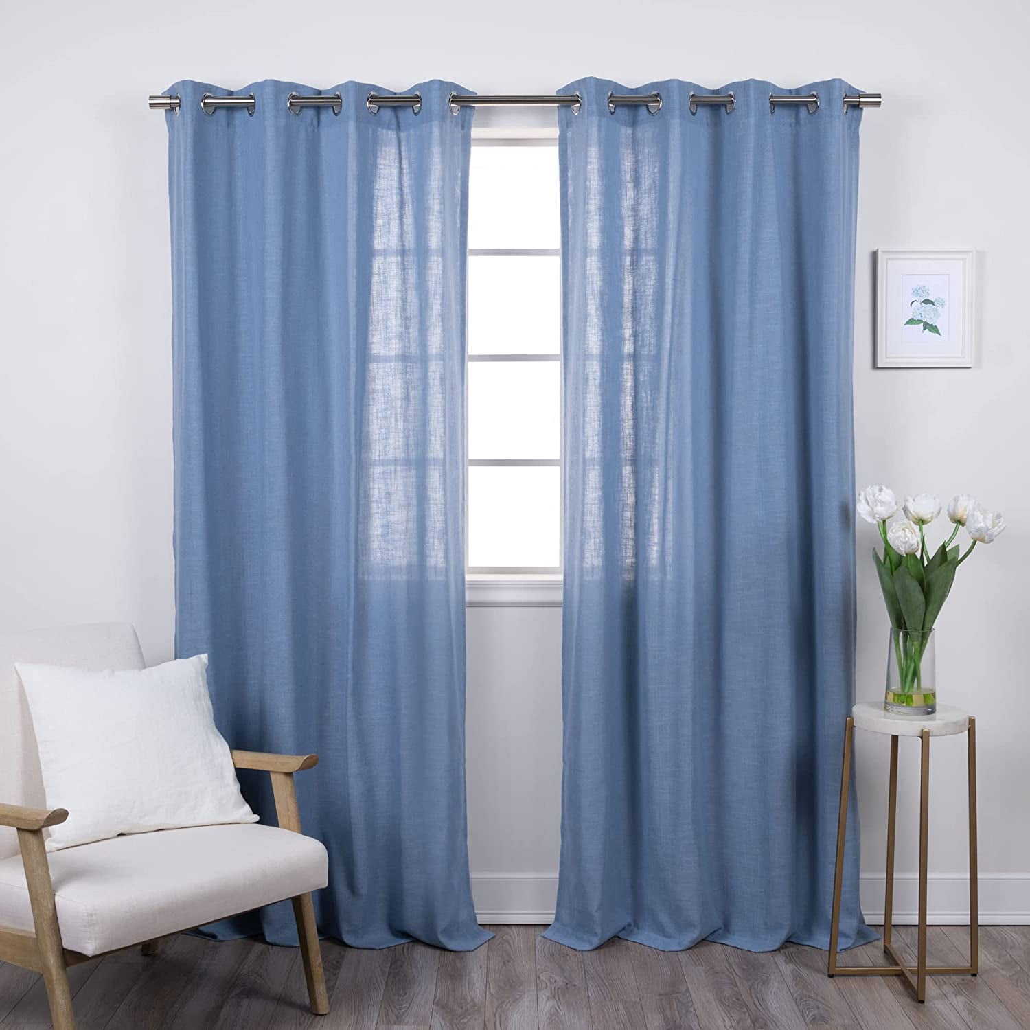 Quality Home Linen Blend Curtains - Stainless Steel Nickel Grommet Top ...