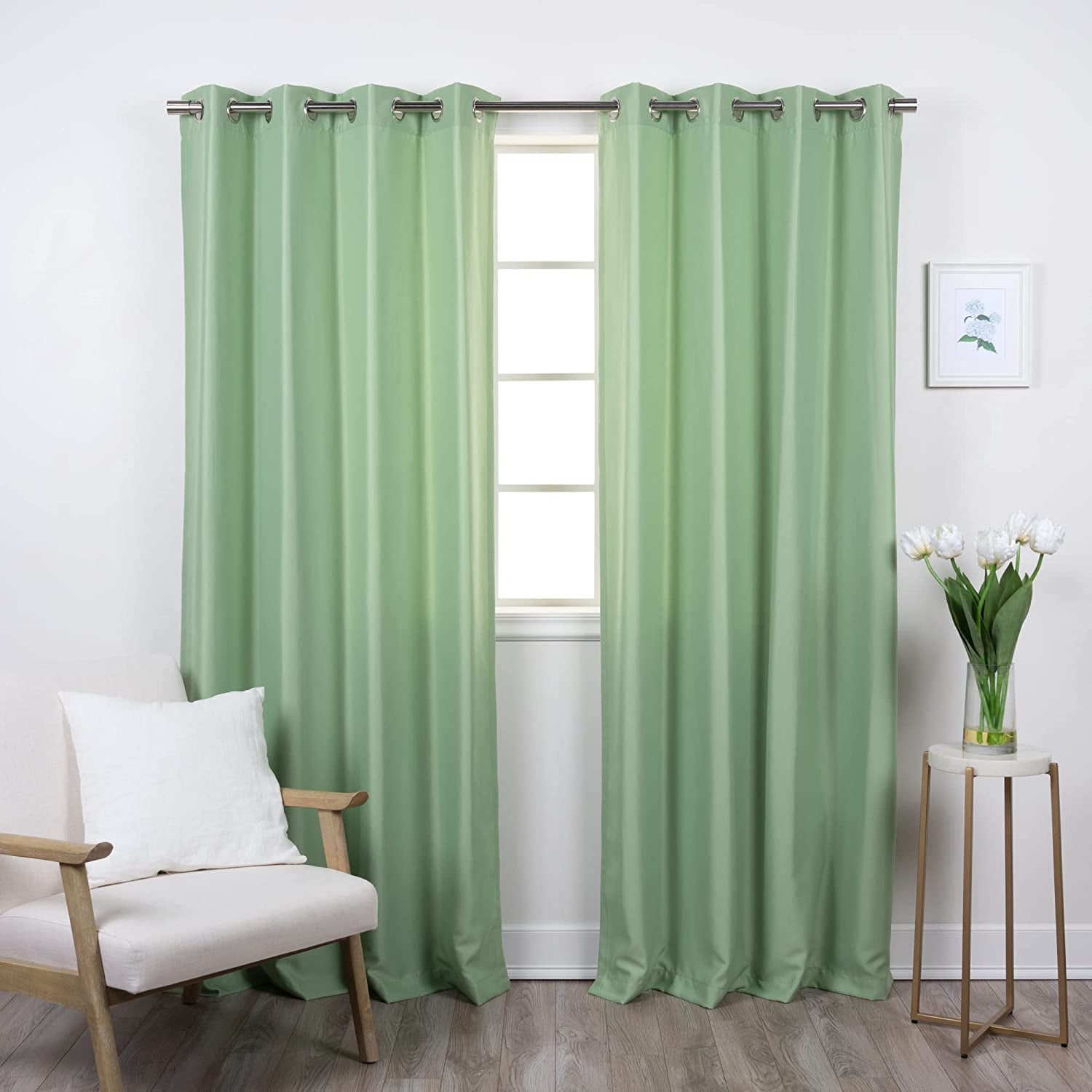 Quality Home Oxford Anti-Rust Silver Grommet Curtains- Set of 2 Panels ...