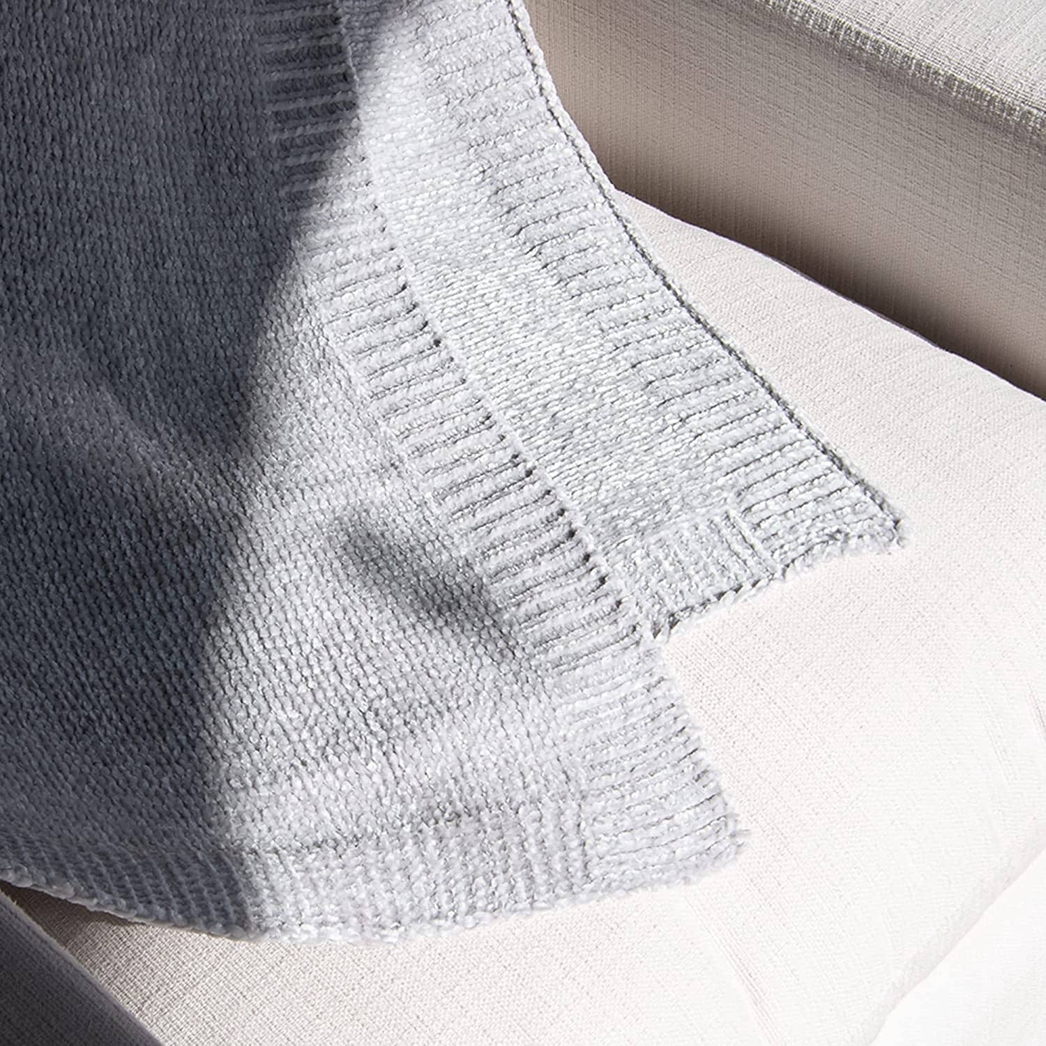 Quality Home Shiny Chenille Throw Blanket-80" Light Grey - Walmart.com
