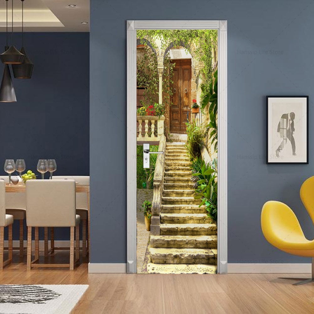 Quality Landscape Door Stickers Vinyl PVC Matte Surface Material Wall ...