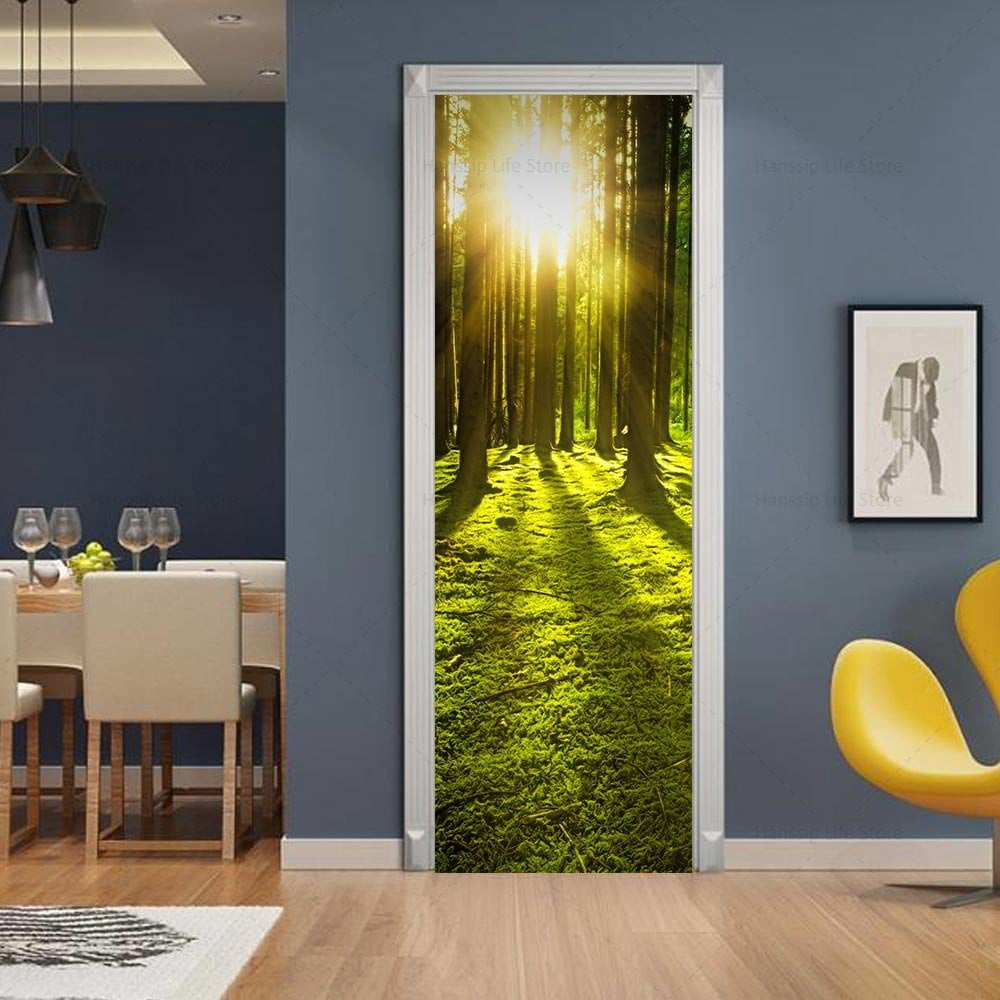Quality Landscape Door Stickers Vinyl PVC Matte Surface Material Wall ...