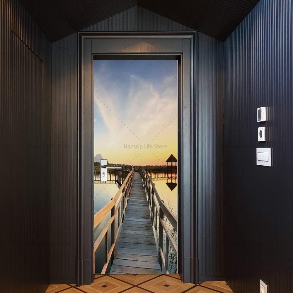Quality Landscape Door Stickers Vinyl PVC Matte Surface Material Wall ...