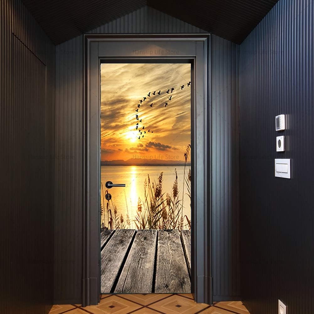 Quality Landscape Door Stickers Vinyl PVC Matte Surface Material Wall ...