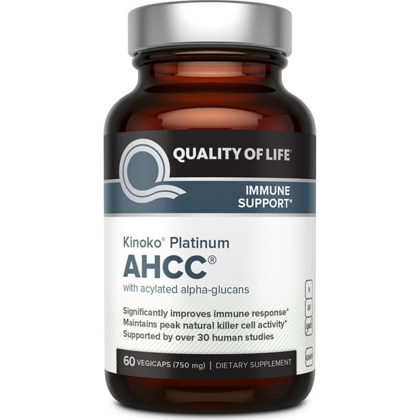 Quality Of Life Labs - Pure Kinoko Platinum AHCC Immune Support - 60 Vegetarian Capsules ...