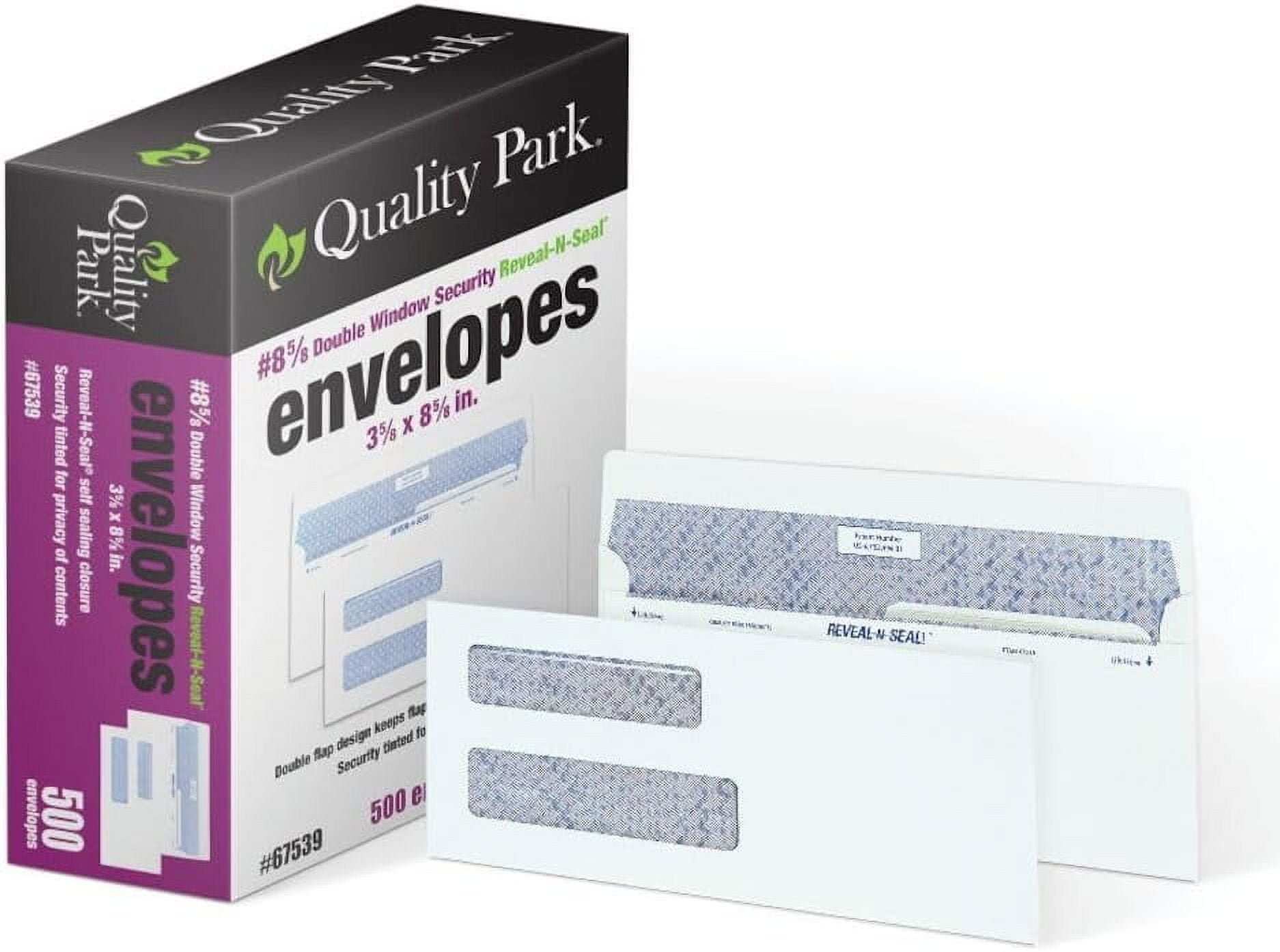 Quality Park #8 5/8 Double-Window Security Envelopes, Self-Sealing ...