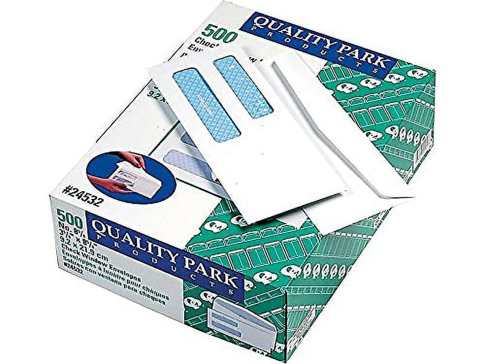 Quality Park Double Window Security Tinted Check Envelope, 8, White ...