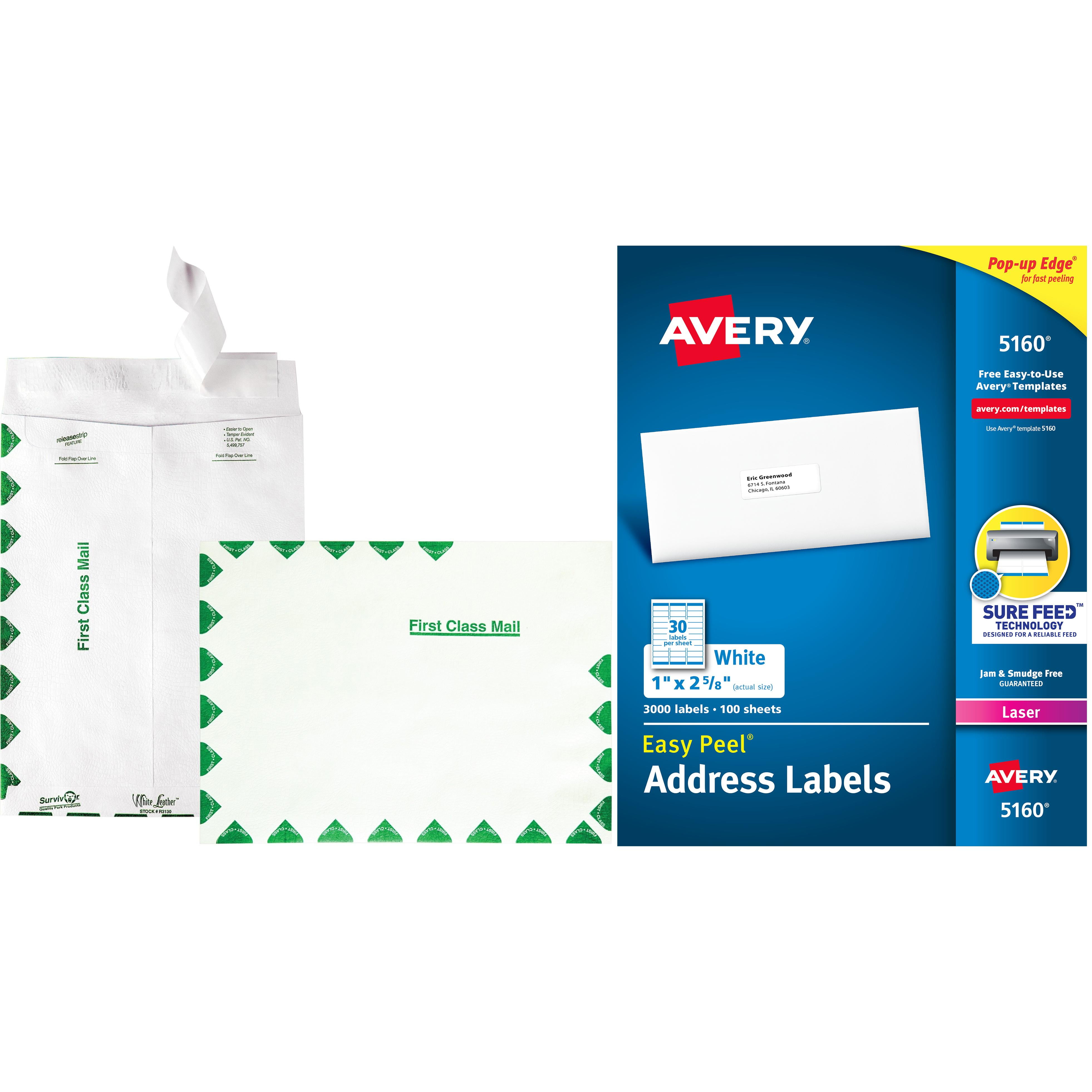 Quality Park Leather Tyvek First Class Envelopes and Avery Easy Peel ...