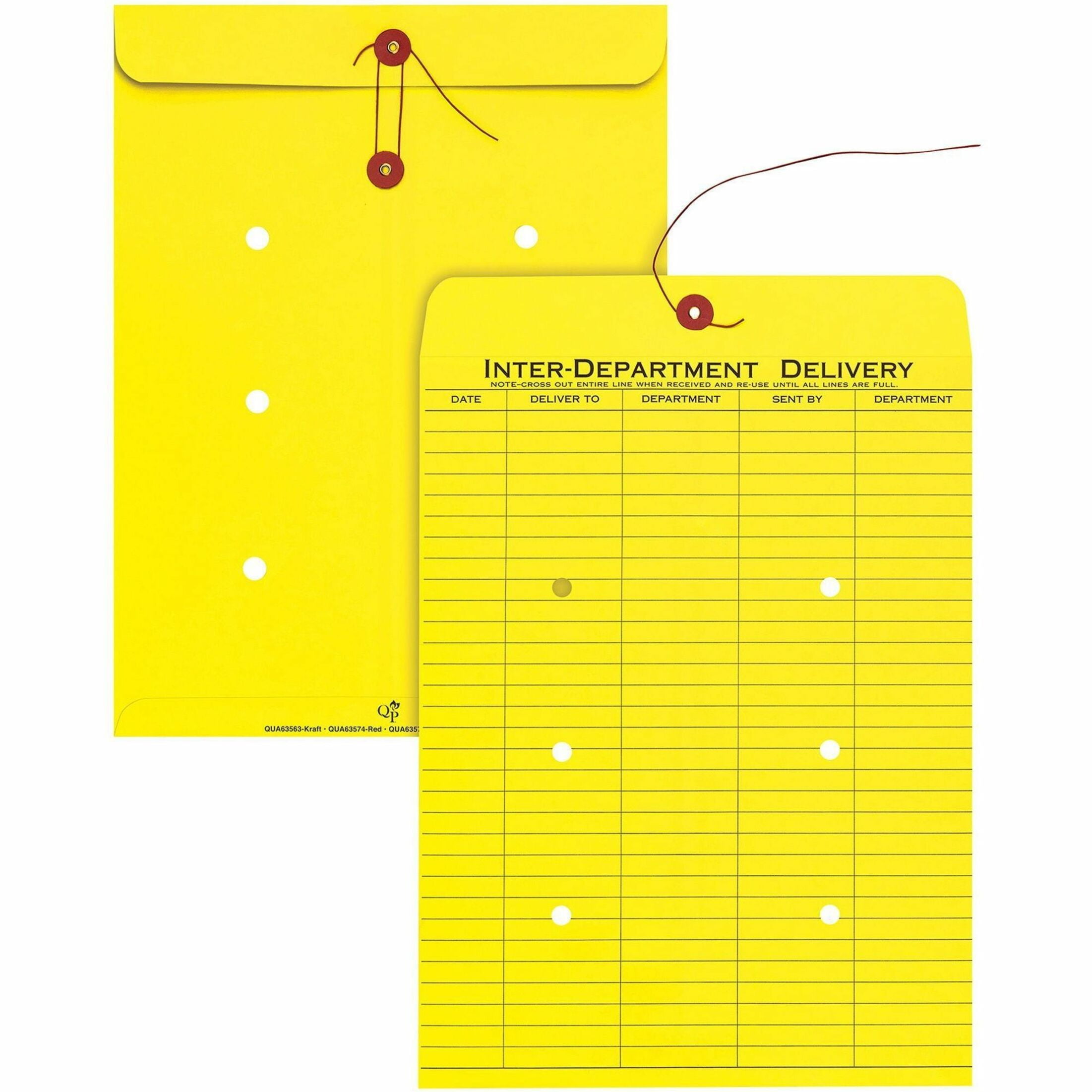 Inter-Departmental Envelopes with String & Button Closure, 10" x 13" 1 ...