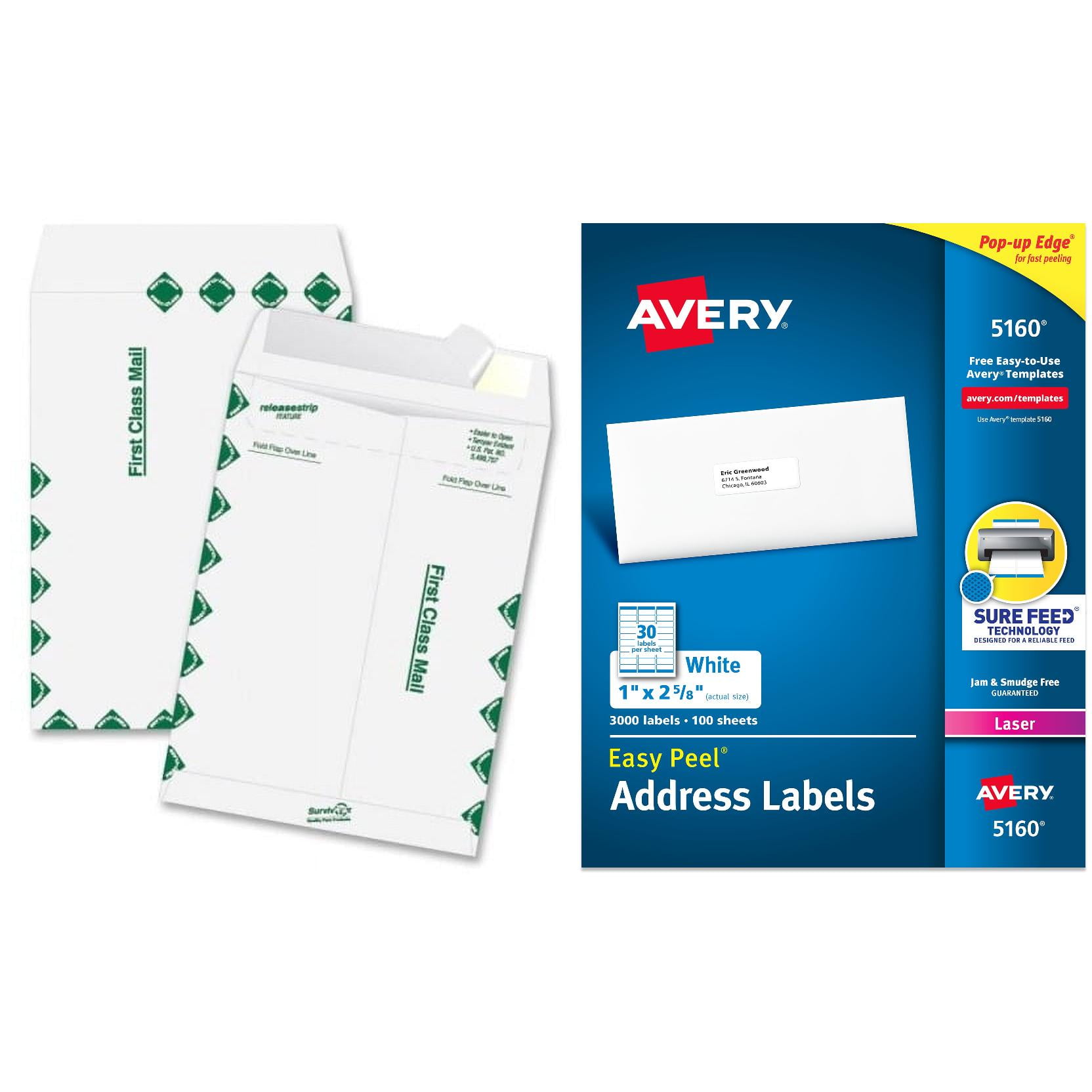 Quality Park Survivor Tyvek First Class Envelopes PAIR WITH Avery Easy ...