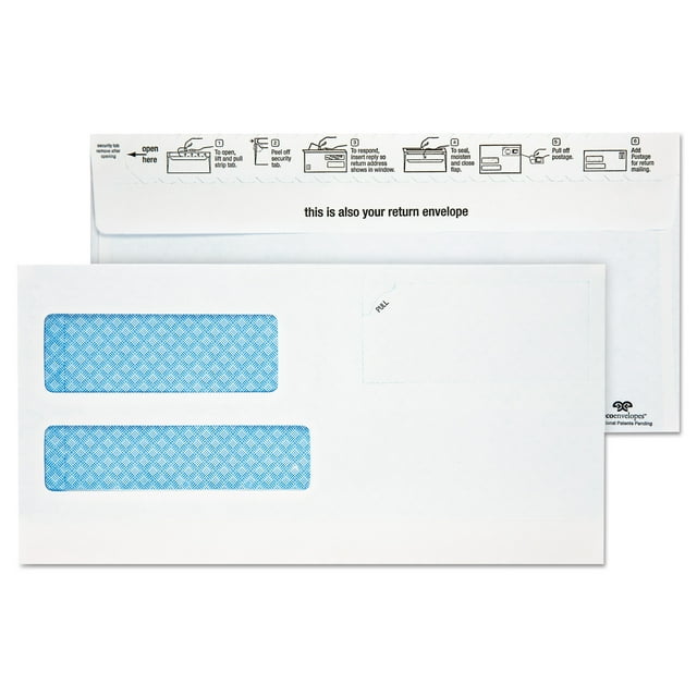 Quality Park ecoEnvelope Reusable Two Way Double Window Envelope, #9, 3 ...