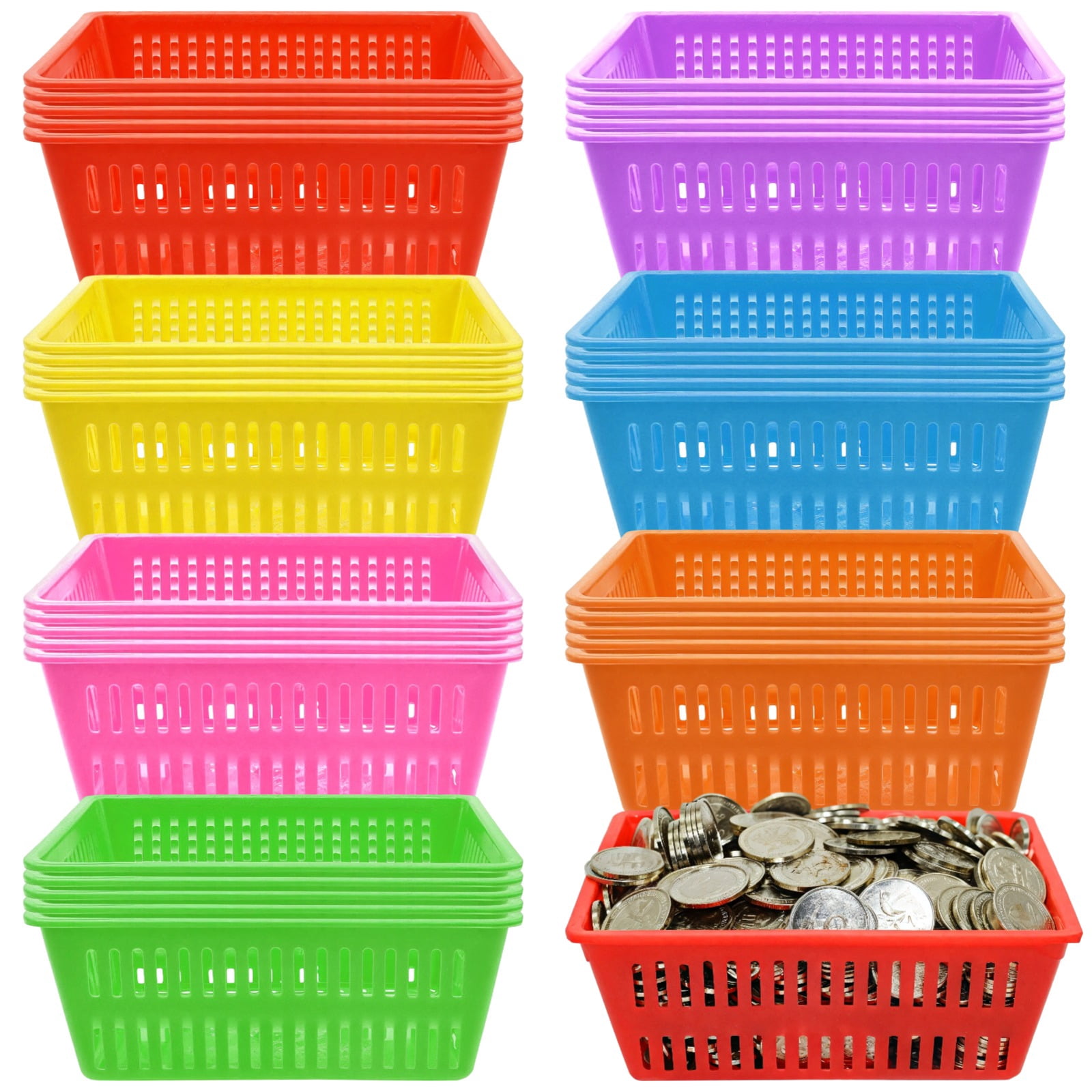 Quality Plastic Classroom Storage Baskets, Multi-Color Rectangle Design ...