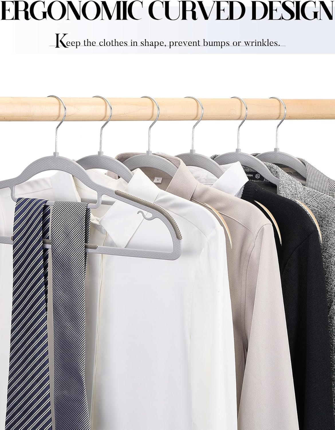 Quality Plastic Hangers 30 Pack, Non Slip Plastic Clothes Hangers Gray ...