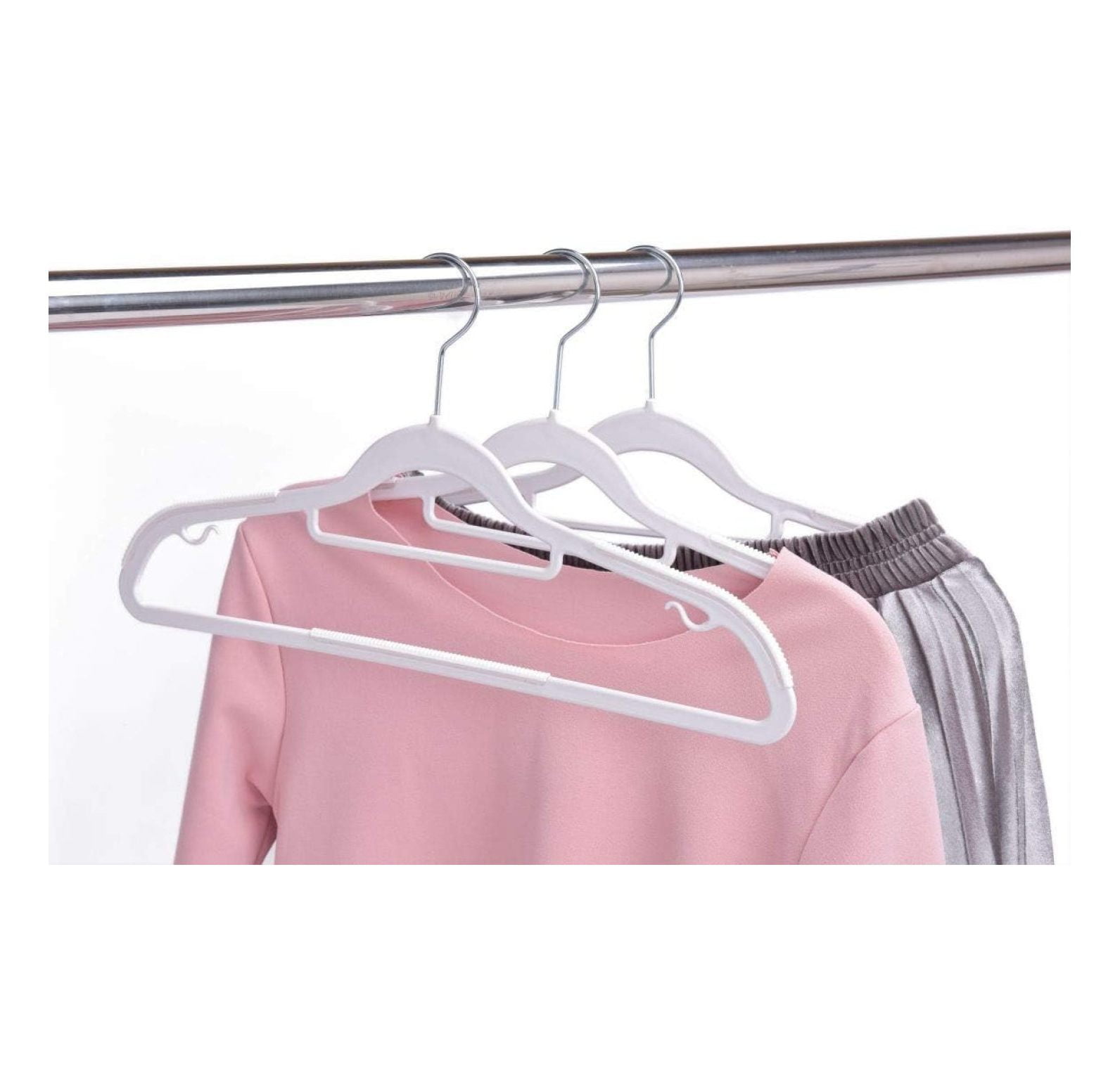 Quality Plastic Non Velvet Non-Flocked Thin Compact Hangers Black ...