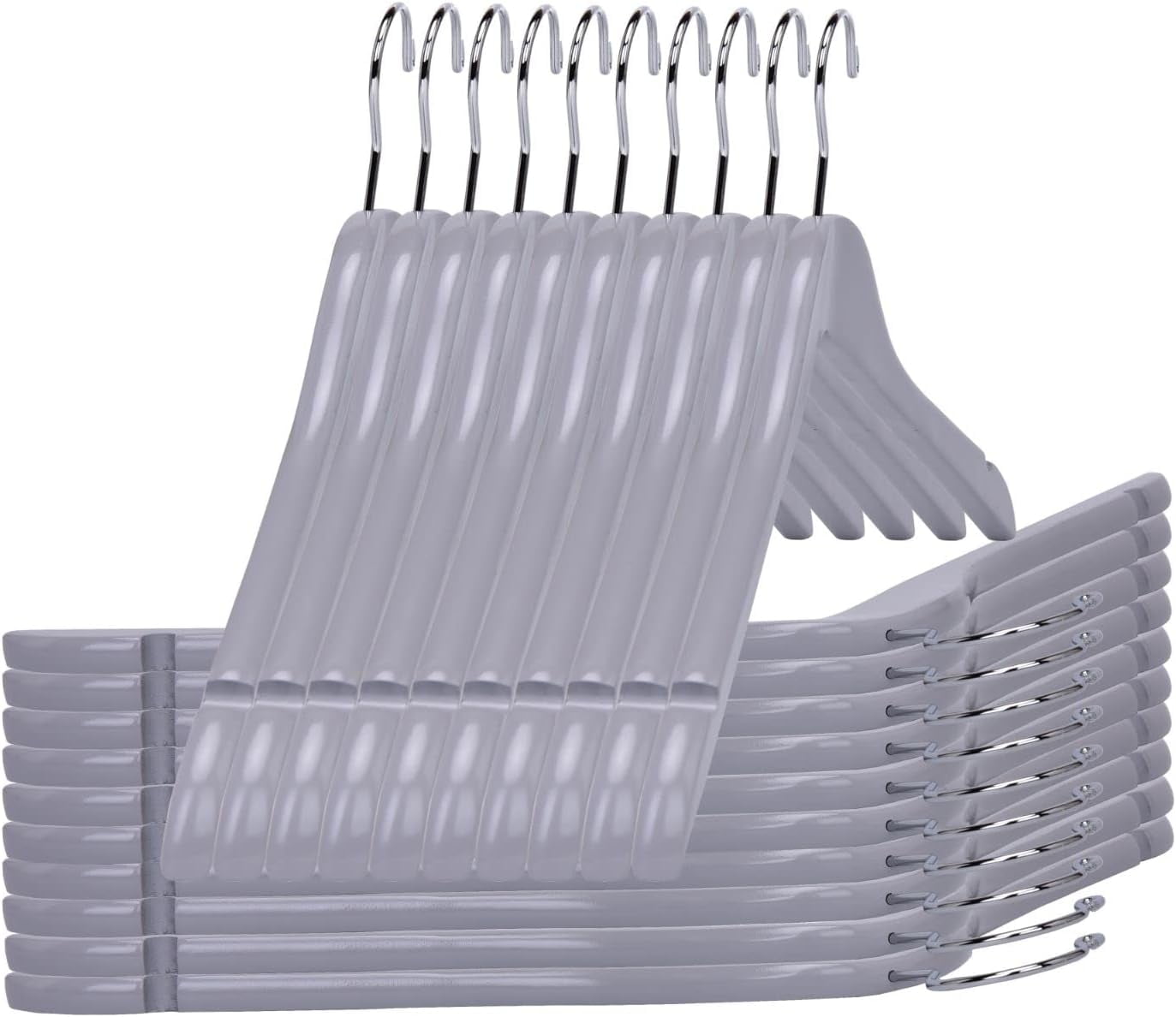 Quality Semi Curved Grey Wooden Suit Hangers, 80-Pack Smooth Finish ...