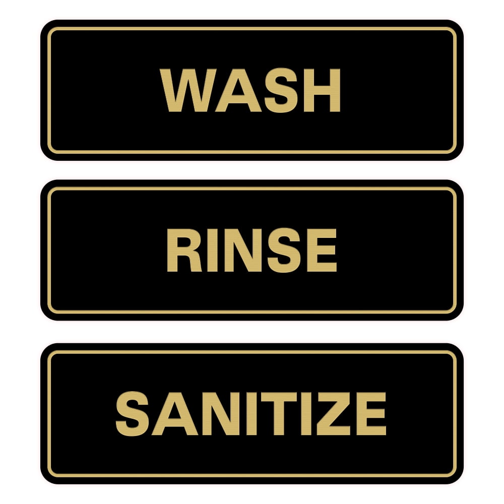 All Quality Standard WASH RINSE SANITIZE Set of 3 Bay Sink Signs ...