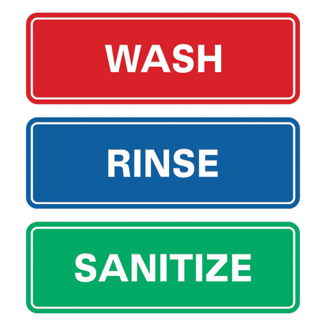 Quality Standard WASH RINSE SANITIZE Set of 3 Bay Sink Signs ...