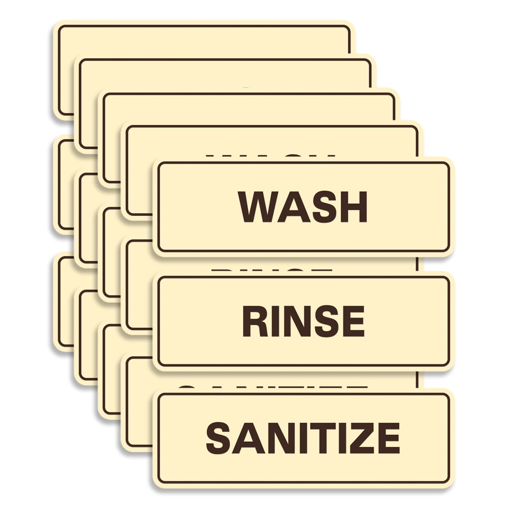 All Quality Standard WASH RINSE SANITIZE Sign (5-Pack) - 3 Bay Sink ...