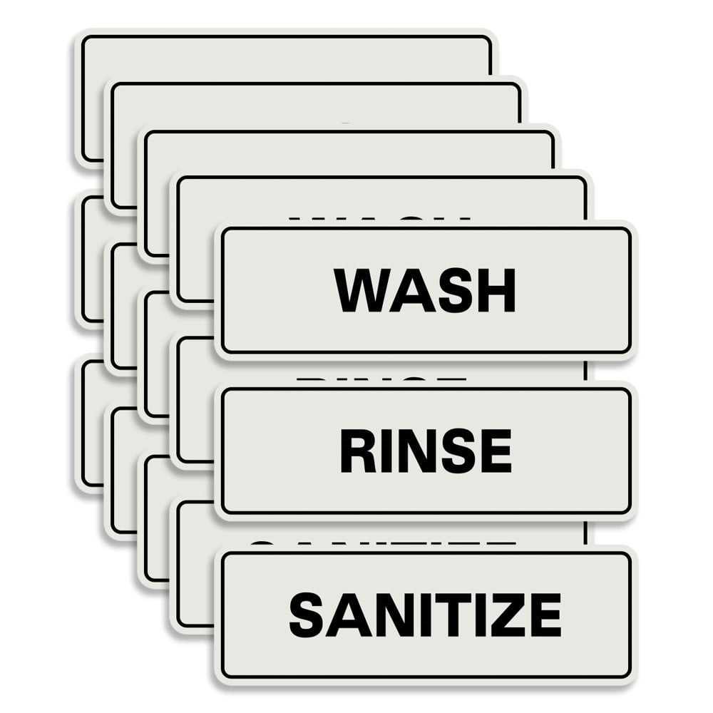 All Quality Standard WASH RINSE SANITIZE Sign (5-Pack) - 3 Bay Sink ...