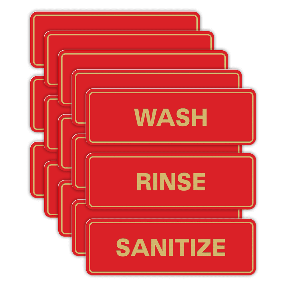 All Quality Standard WASH RINSE SANITIZE Sign (5-Pack) - 3 Bay Sink ...