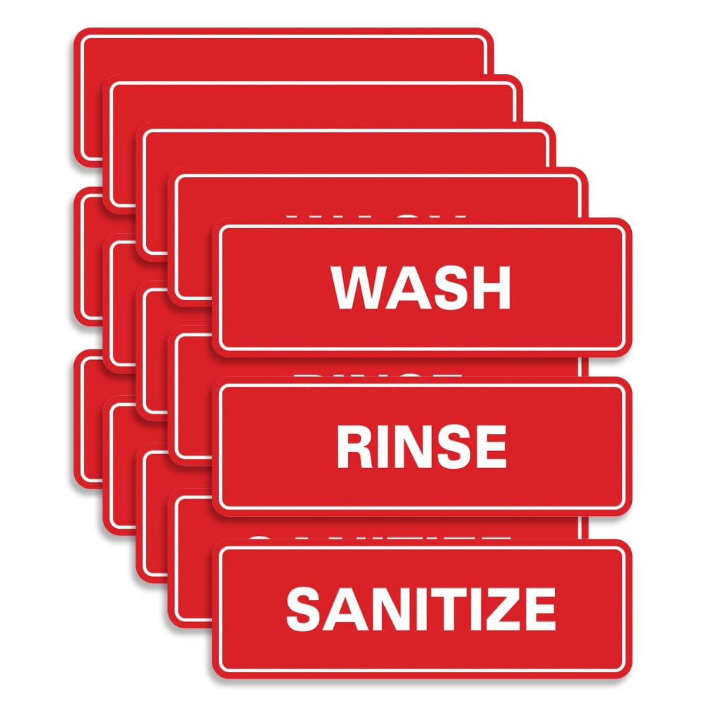 All Quality Standard WASH RINSE SANITIZE Sign (5-Pack) - 3 Bay Sink ...