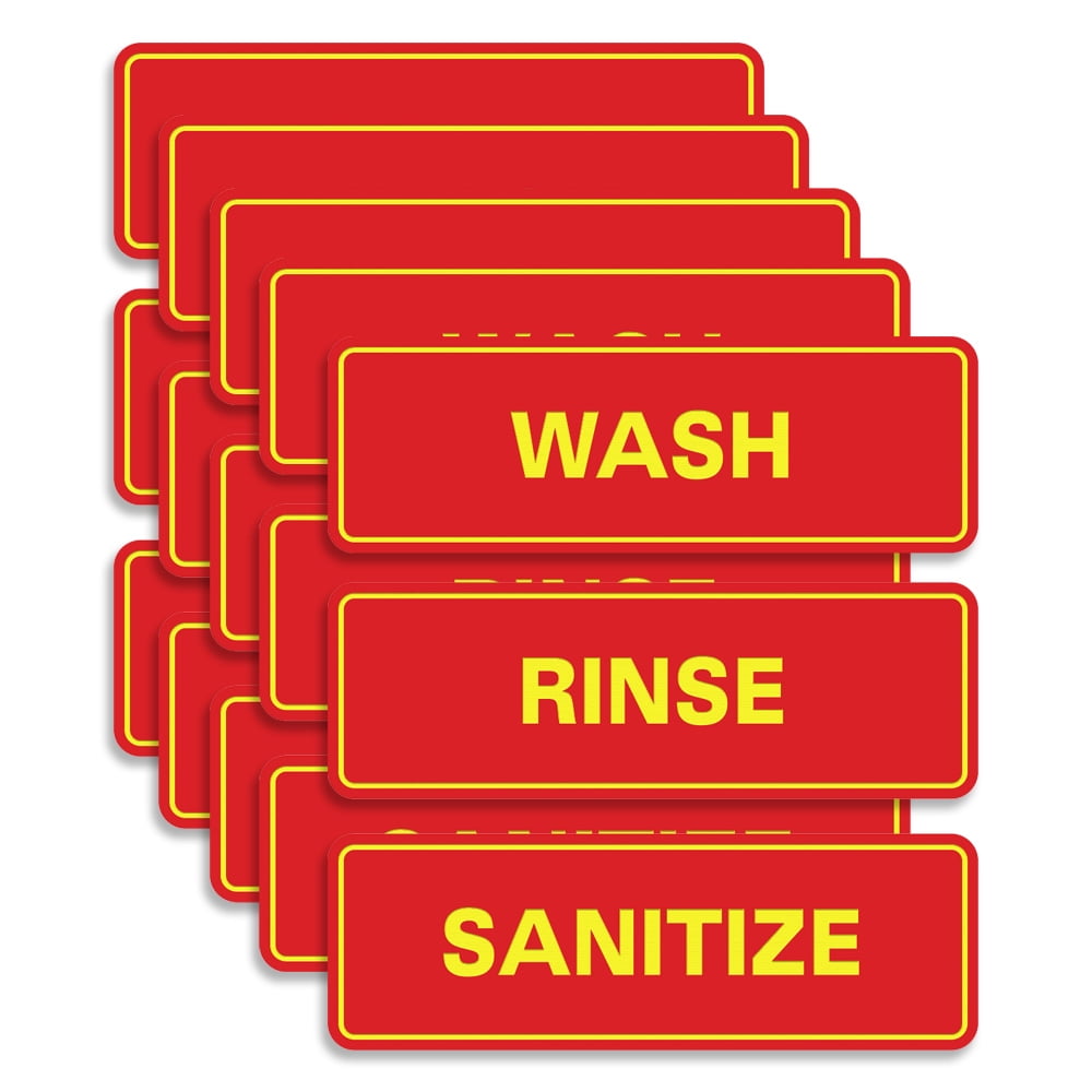 All Quality Standard WASH RINSE SANITIZE Sign (5-Pack) - 3 Bay Sink ...