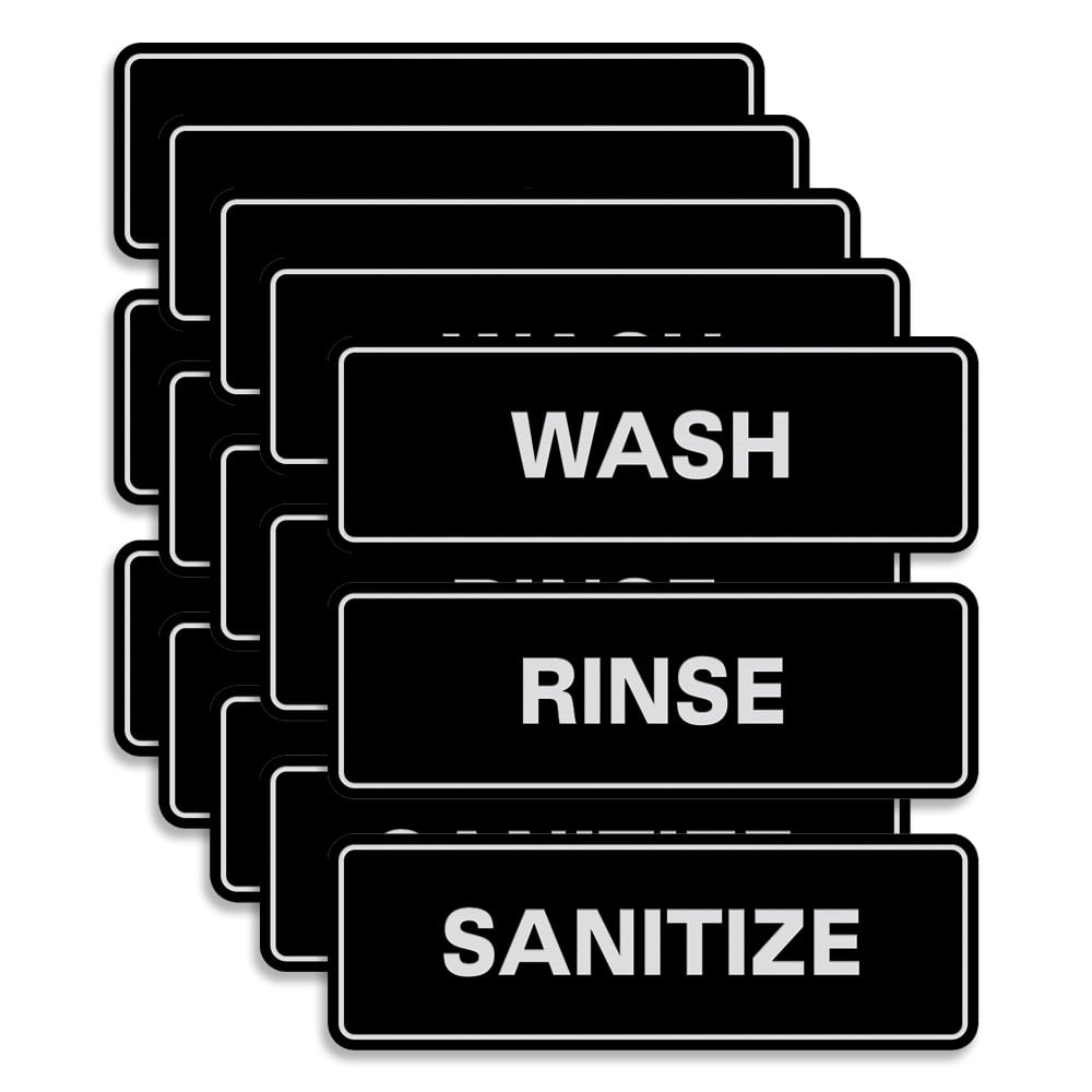 All Quality Standard WASH RINSE SANITIZE Sign (5-Pack) - 3 Bay Sink ...