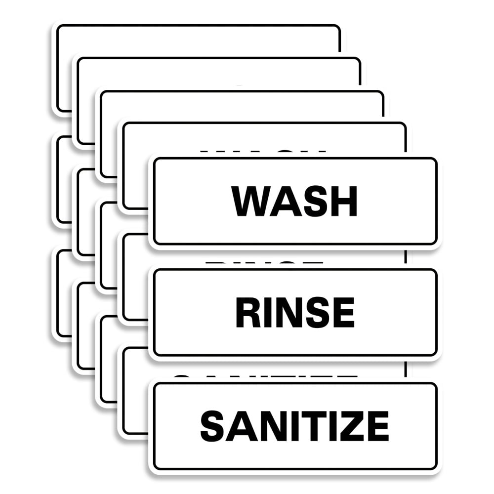 All Quality Standard WASH RINSE SANITIZE Sign (5-Pack) - 3 Bay Sink ...