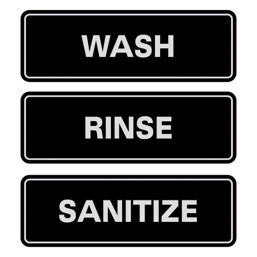 All Quality Standard WASH RINSE SANITIZE Sign Set of 3 Bay Sink Signs ...