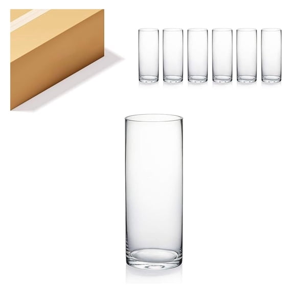 Quality Thick Weighted Clear Cylinder Glass Vases, 4" W x 10" H, Flower ...
