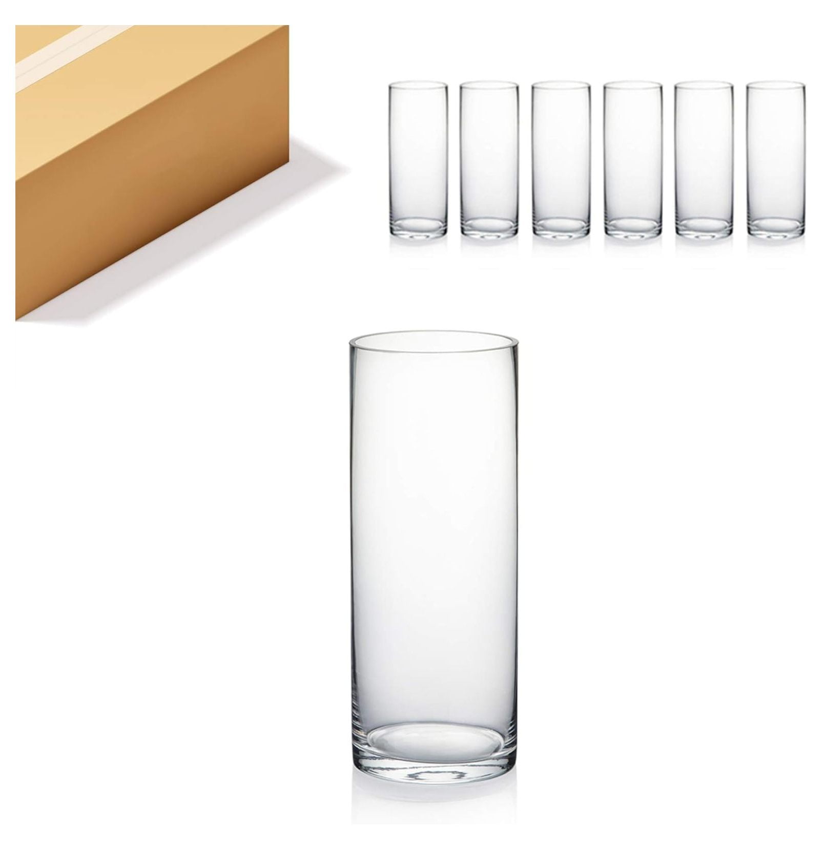 Quality Thick Weighted Clear Cylinder Glass Vases, 4" W x 10" H ...