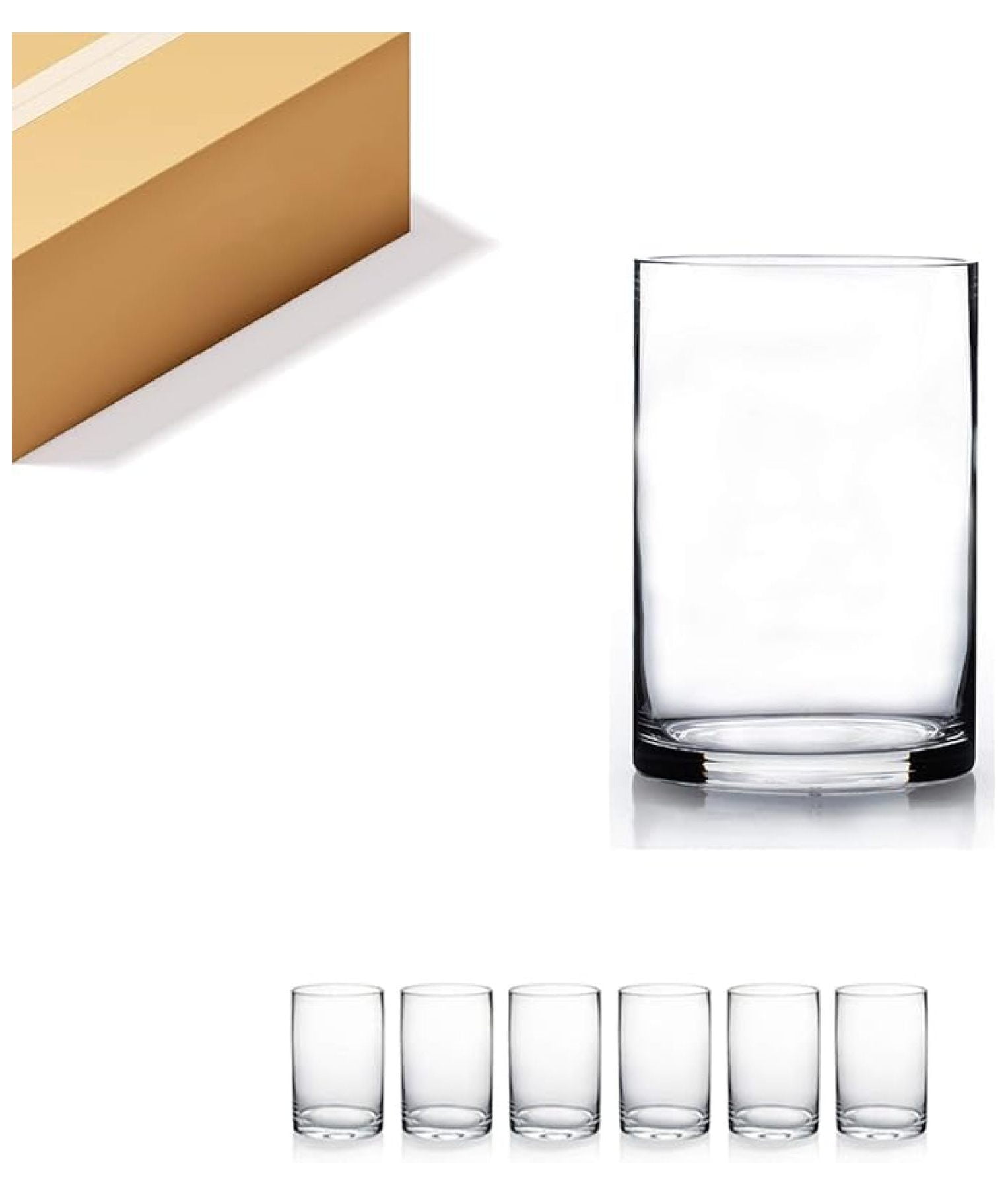 Quality Thick Weighted Clear Cylinder Glass Vases, 4" W x 6" H, Flower ...