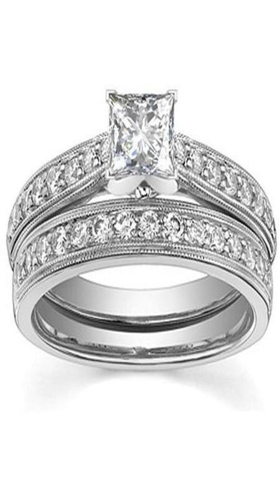 Quality Vintage Inexpensive Diamond Wedding Ring Set 1 Carat Princess ...
