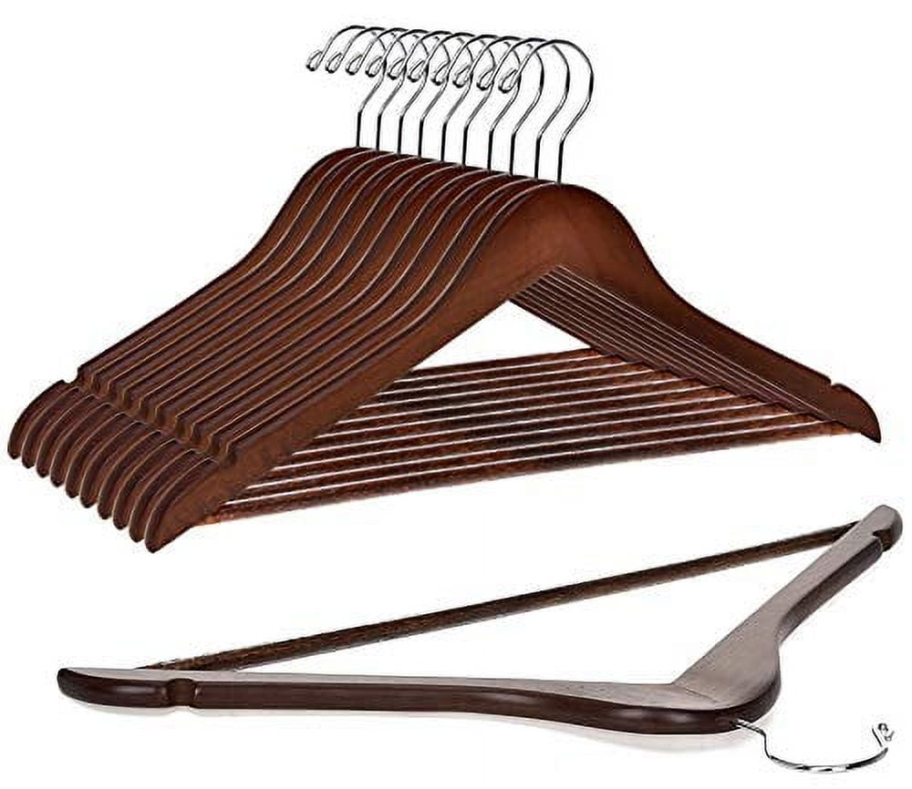 Quality Wooden Hangers - Slightly Curved Hanger 10 Pack Sets - Solid ...